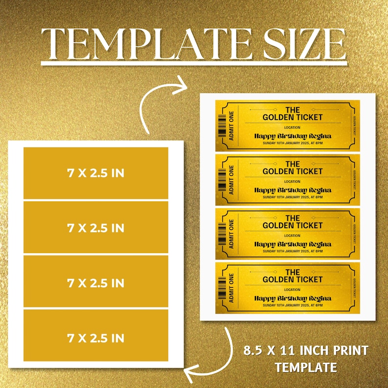Golden Ticket Template, Editable Event Invitation (digital Download) - Etsy
