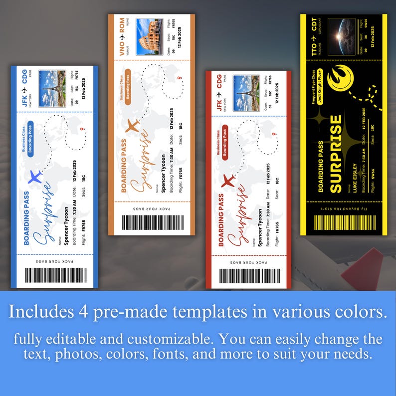 Editable Surprise Trip Boarding Pass Template, Canva DIY (digital ...