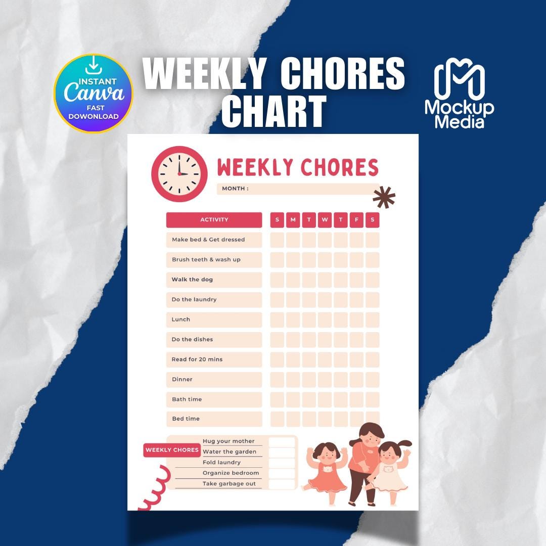 ADHD Chore Chart Printable Kids, Visual Schedule Daily Routine, Autism ...