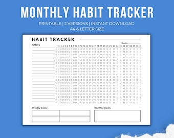 Habit Tracker, Daily and Monthly Habit Tracker Printable, Habbit ...