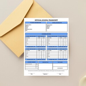 Fillable High School Transcript Template: Editable Canva Design ...