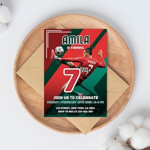 Ronaldo Soccer Birthday Invitation, Editable Canva Template (digital ...