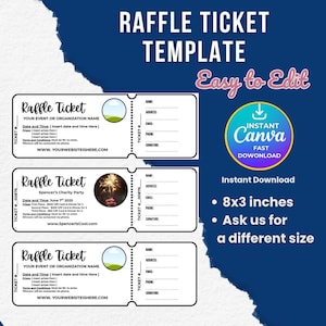 Editable Canva Raffle Ticket Template, DIY Printable (digital Download ...