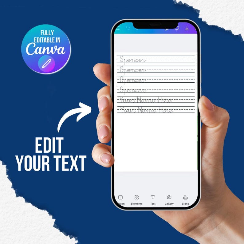 Editable Cursive Name Tracing Sheet, Handwriting Practice (digital ...