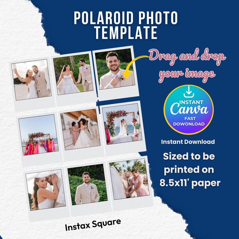 Editable Polaroid Photo Templates | Canva Instax Frame Layouts (digital ...