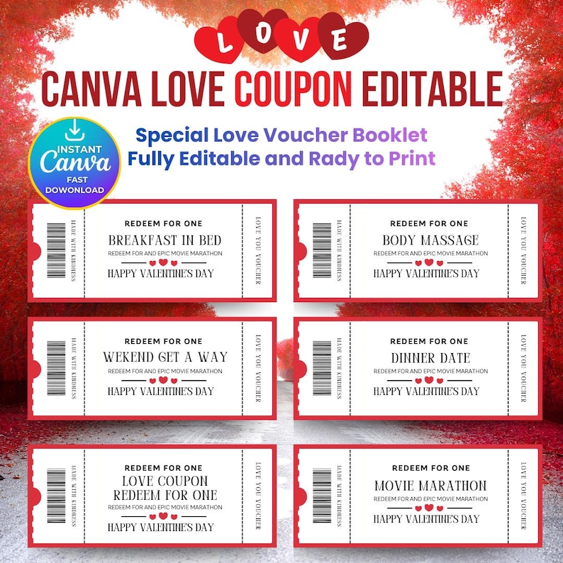 Editable Canva Love Coupon Book – Printable Love Vouchers for Her ...