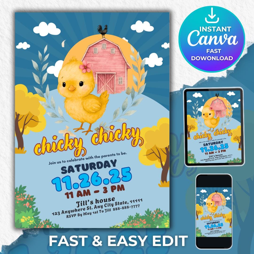 Editable Chicky Baby Shower Invitation, Cute Chick Template, Little ...
