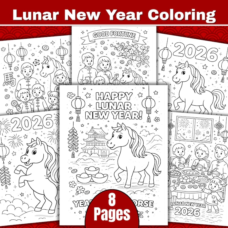 Lunar New Year Coloring 2026 | Printable Lunar Year Year Coloring ...