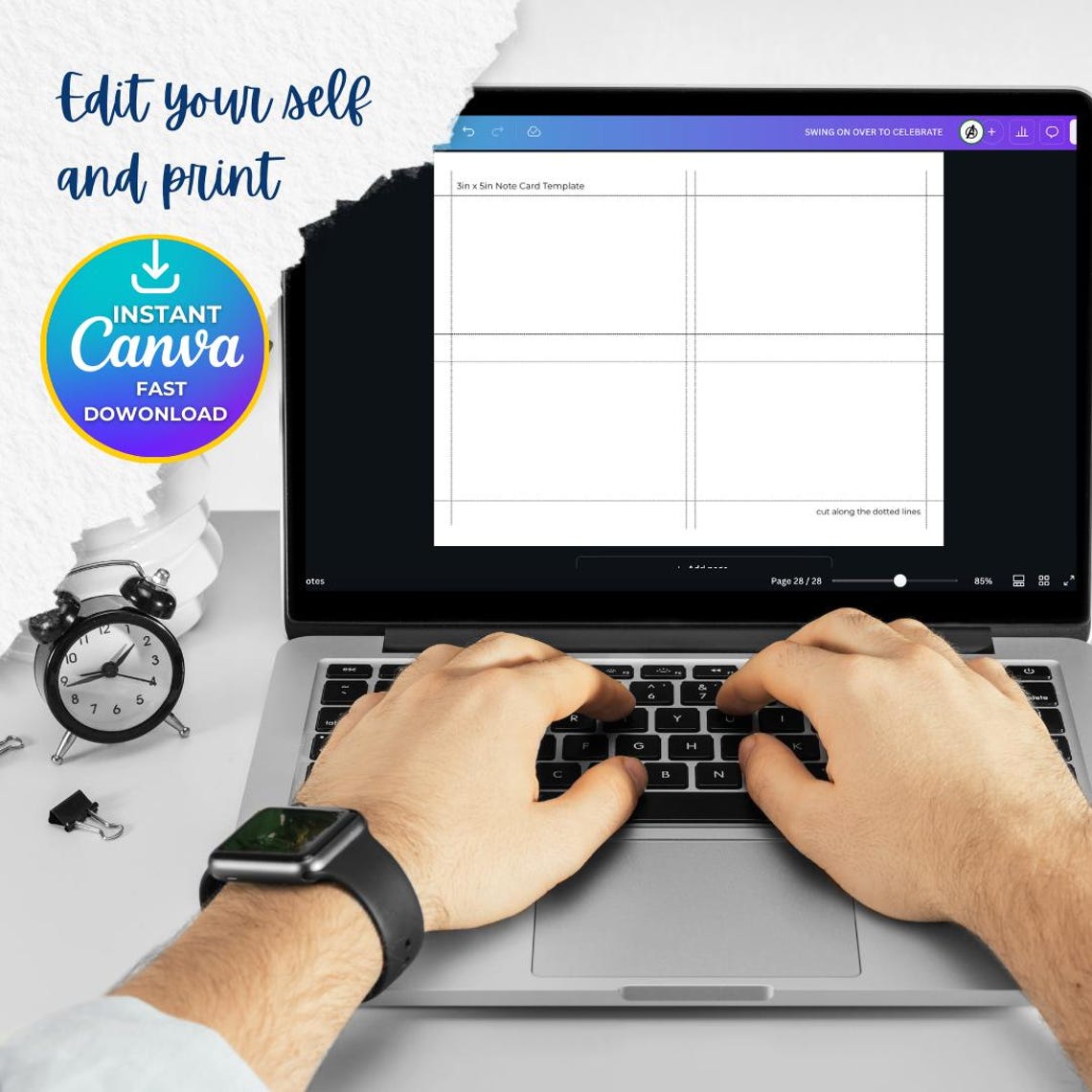 Editable 3x5 Index Card Template: Printable Note Cards (canva Template ...
