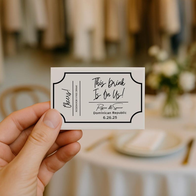Editable Wedding Drink Ticket Template: Minimalist Drink Voucher ...