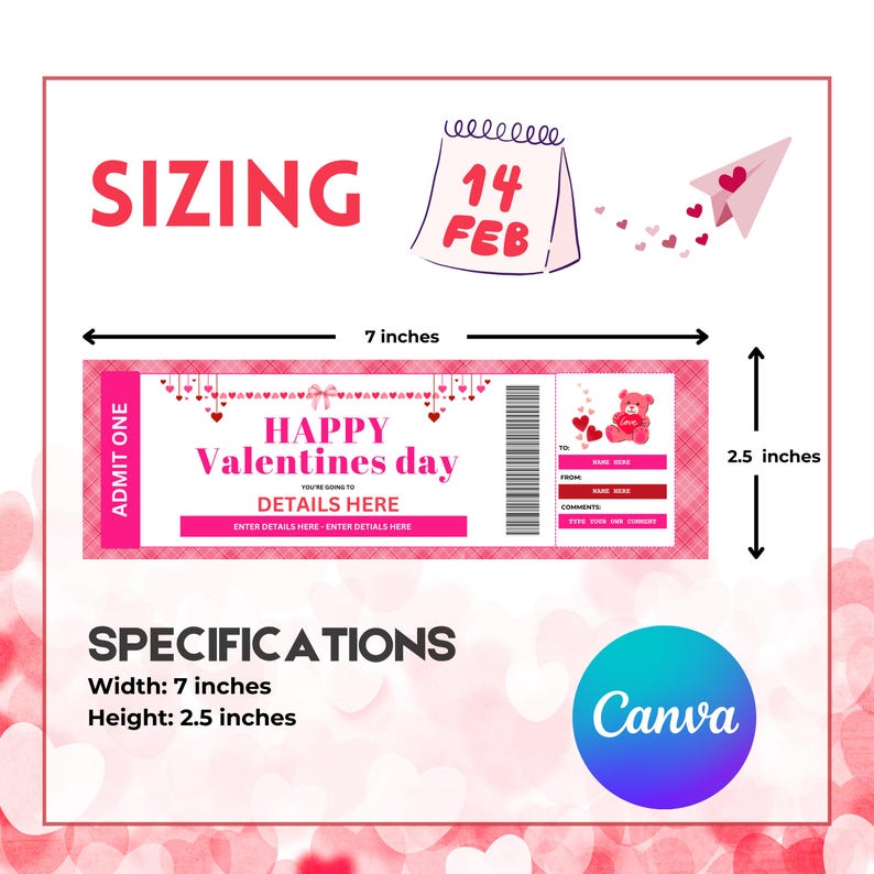 EDITABLE Valentine's Day Tickets | Printable Ticket for Valentine ...