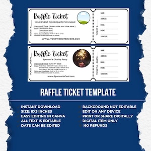 Raffle Ticket Form, Editable Raffle Event Ticket Template, Digital ...