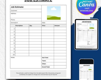 Job Proposal Template, Job Estimate Editable Canva Template, Job Quote ...