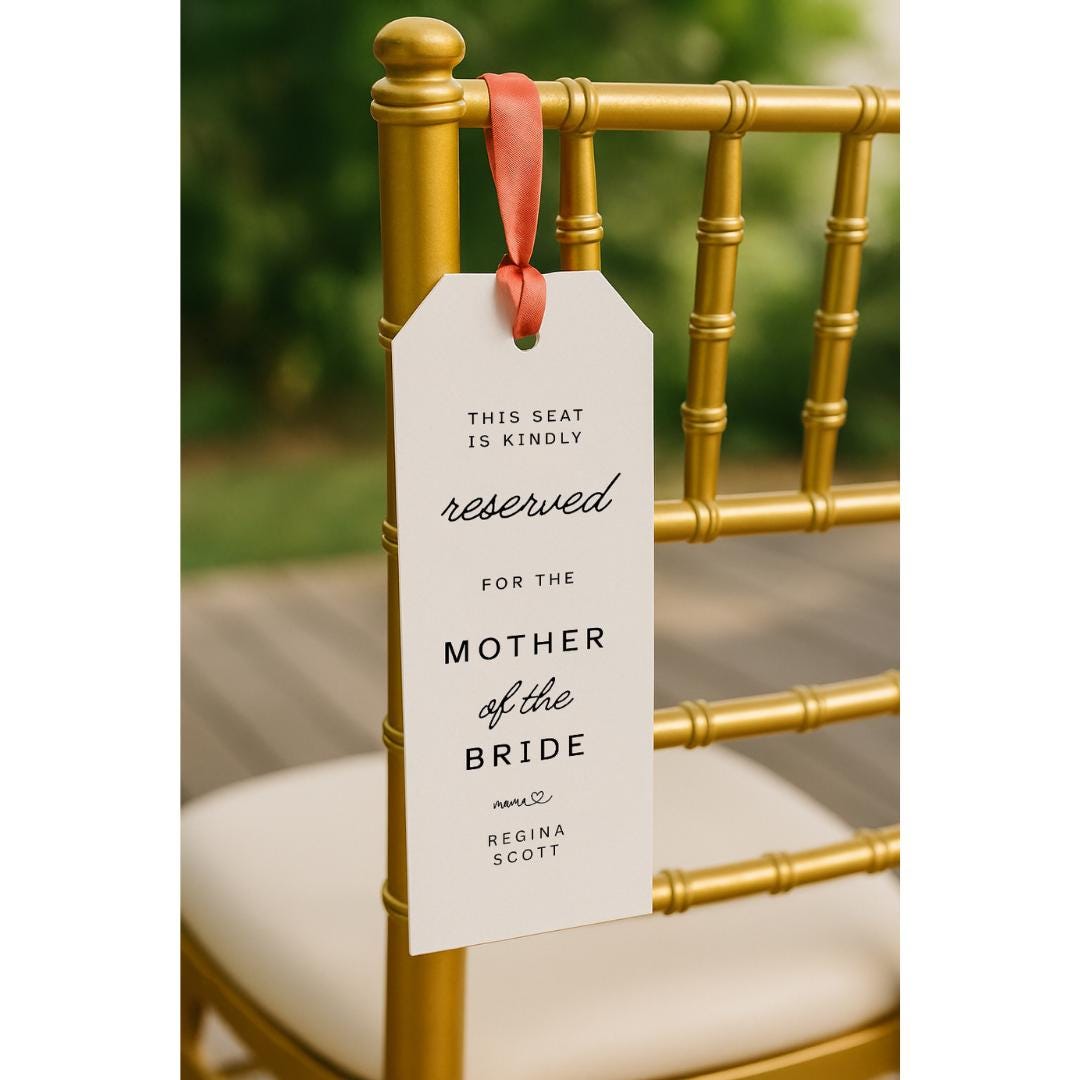 Modern Wedding Reserved Seating Tag Template (digital Download) - Etsy