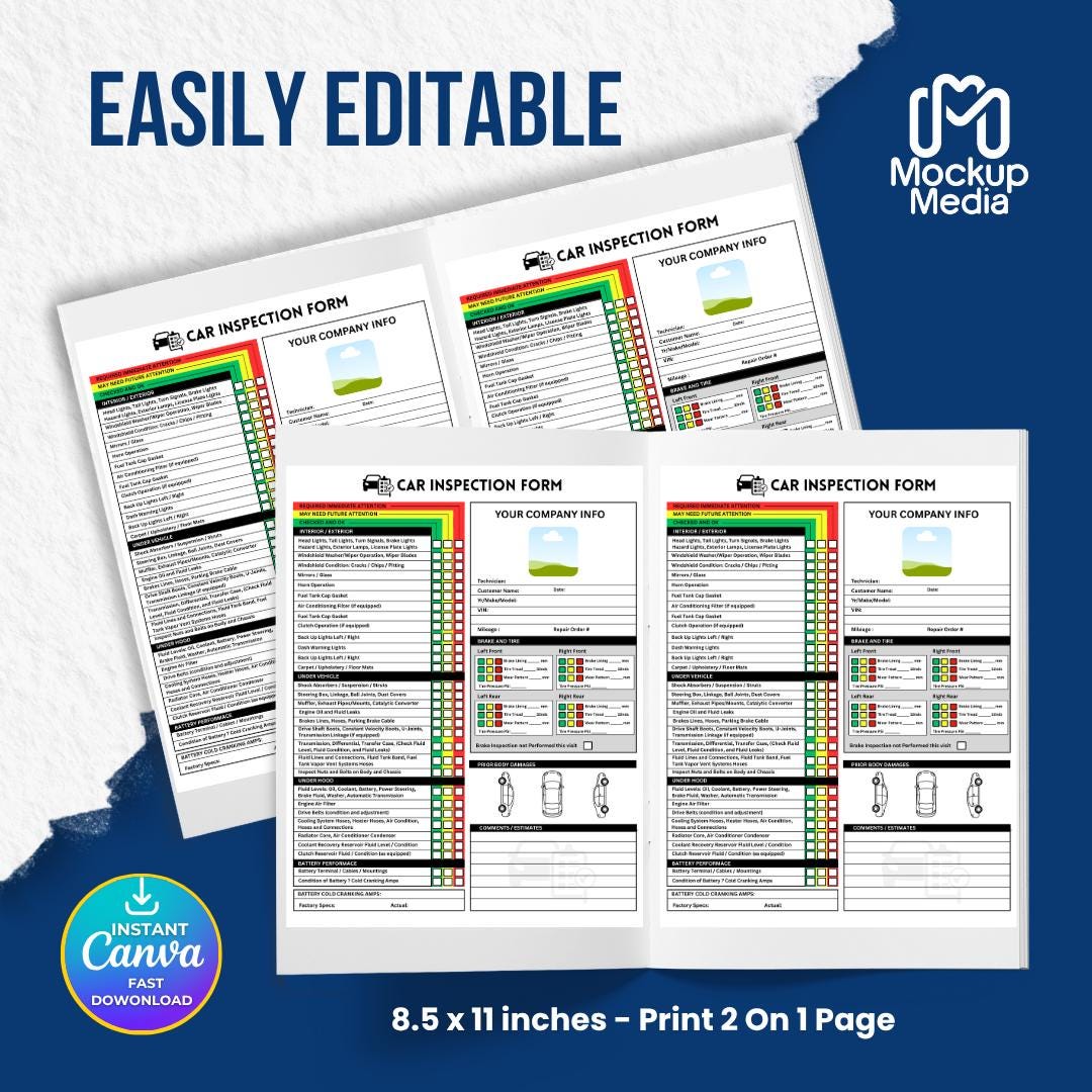 Car Inspection Checklist | PDF Printable Vehicle Inspection Report ...