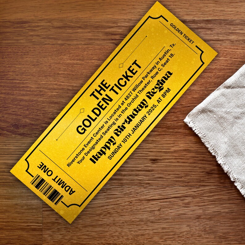 Golden Ticket Template, Editable Event Invitation (digital Download) - Etsy