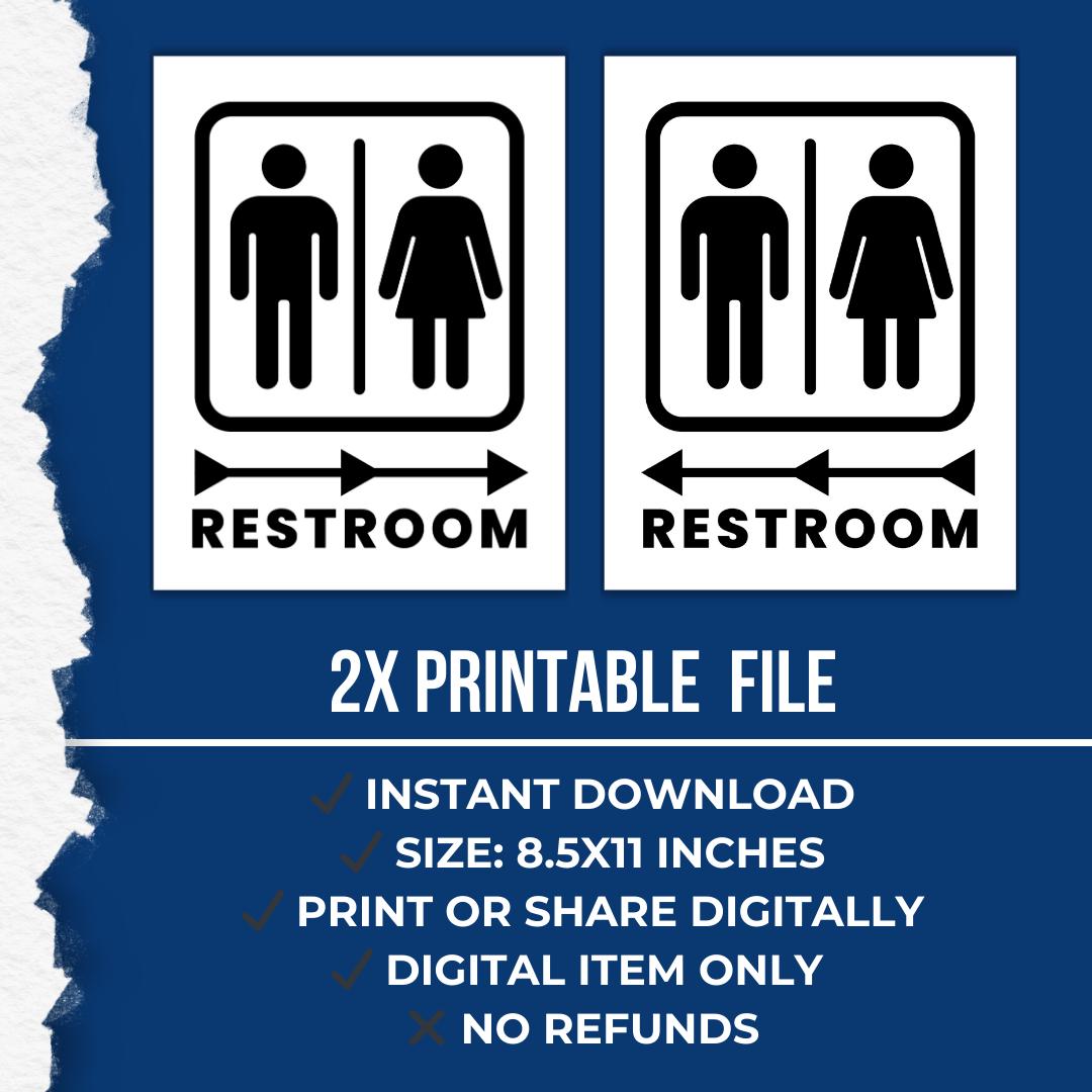 Printable Restroom Sign Us Letter And A4 Sizes Instant Download Pdf