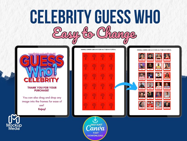 Custom CELEBRITY Guess Who? Printable Guess Who? Editable Guess Who ...