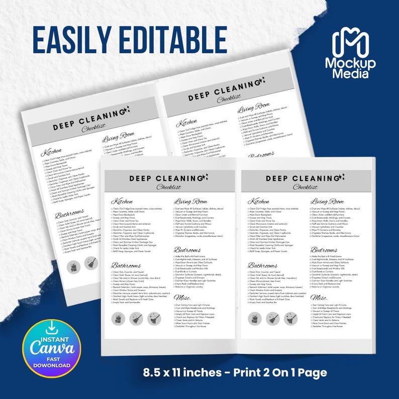 Editable Deep Cleaning Checklist Template, Minimalist Cleaning Schedule ...