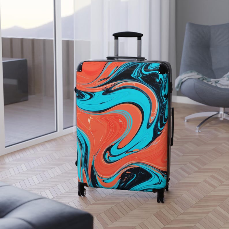 Neon Marble Hard Shell Spinner Suitcase | Stylish Carry on Luggage ...