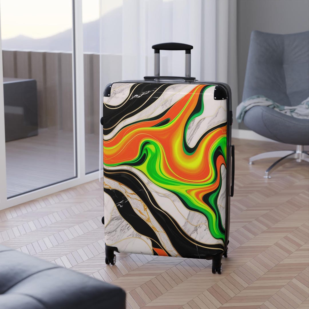 Abstract Neon Marble Spinner Suitcase | Luxury Hard Shell Carry on ...