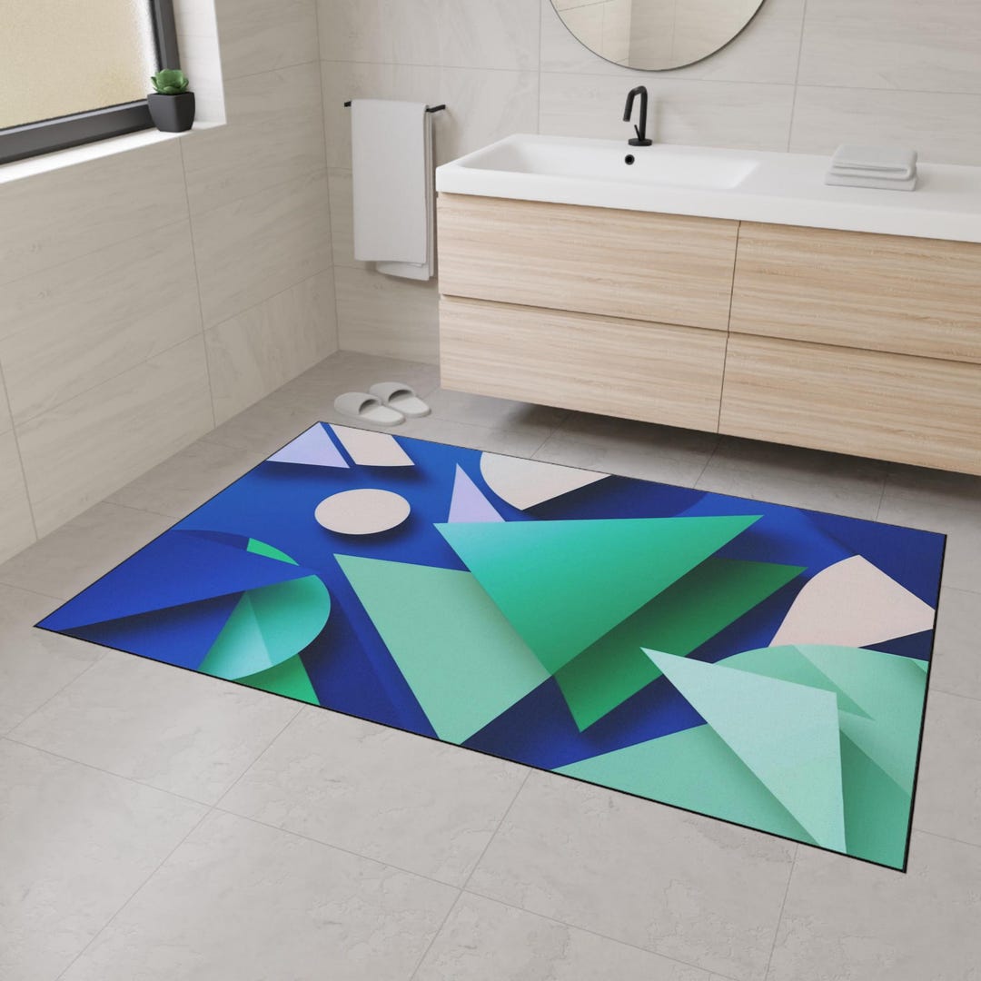 Vibrant Geometric Area Rug, Modern Floor Mat, Colorful Home Decor ...