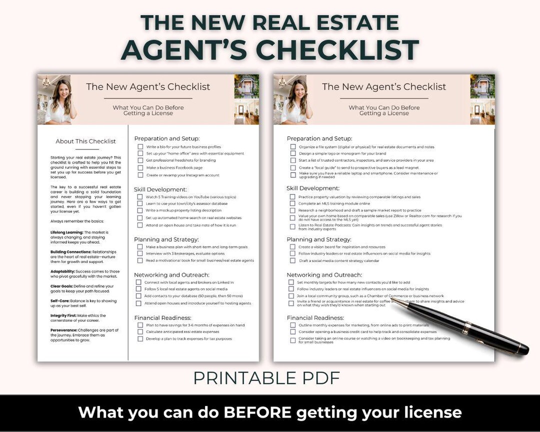 New Real Estate Agent Checklist - What You Can Do Before You Get Your ...
