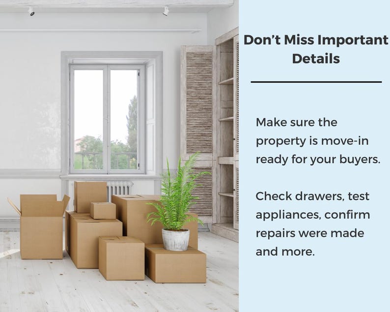 Final Walk Through Checklist, Real Estate Agent Template - Etsy