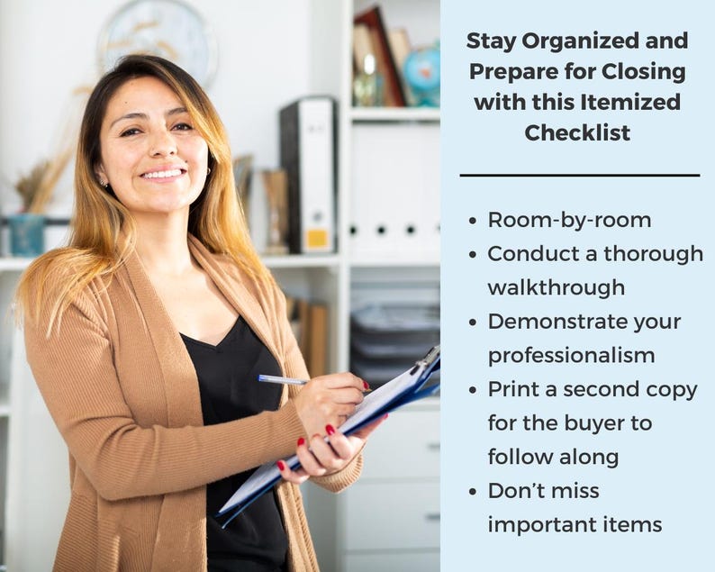 Final Walk Through Checklist, Real Estate Agent Template - Etsy
