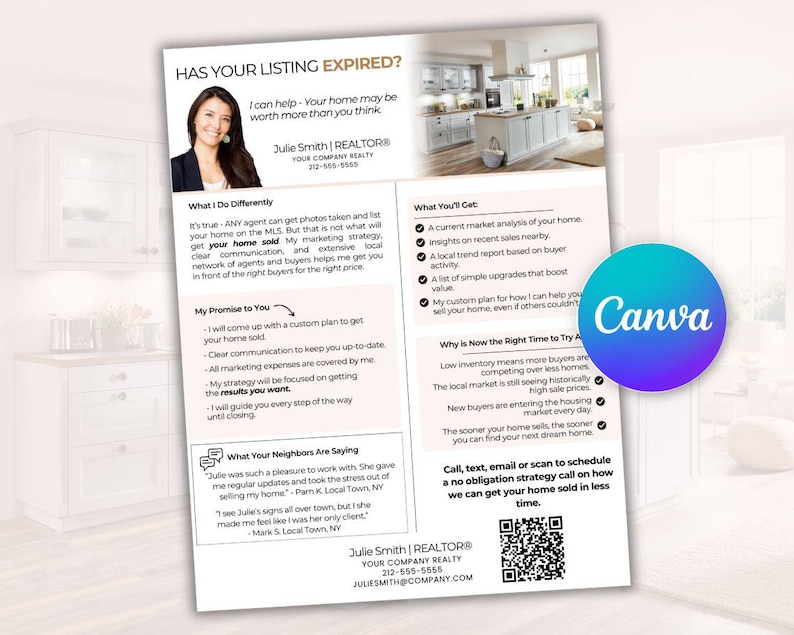 Expired Listing Flyer, Canva Template for Real Estate Agents - Etsy