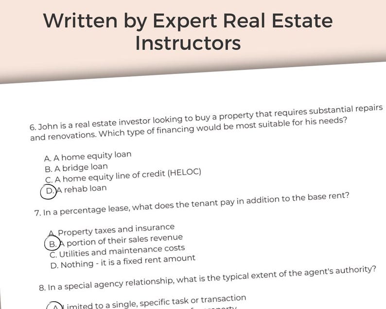 Real Estate Practice Exam 2026 |100 National Questions + Answer Key - Etsy