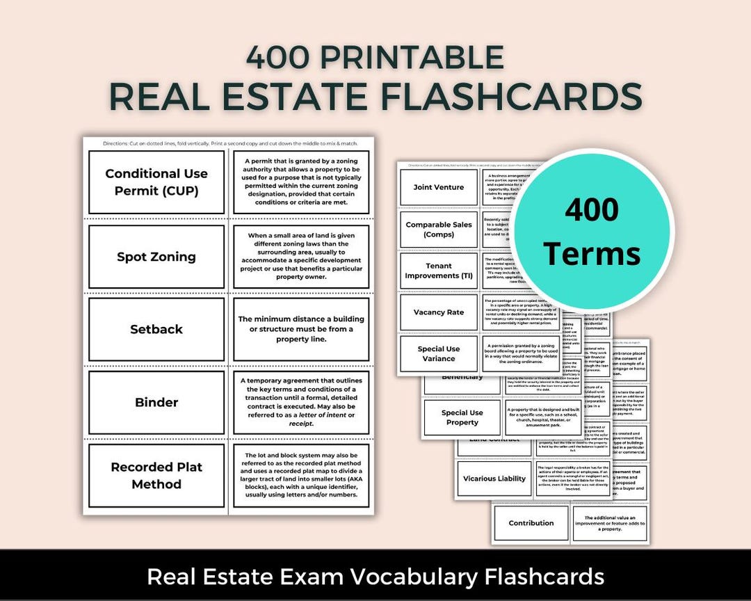 Real Estate Vocabulary Flashcards, 400 Real Estate Exam Flashcards ...