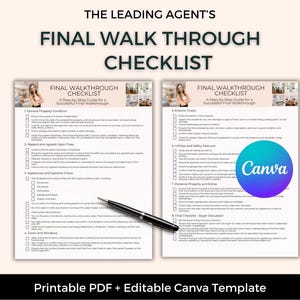 Final Walk Through Checklist, Real Estate Agent Template - Etsy