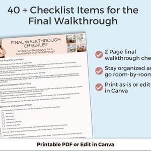 Final Walk Through Checklist, Real Estate Agent Template - Etsy