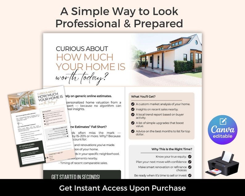 Real Estate Home Valuation Flyer Template: Agent Marketing (canva PDF ...