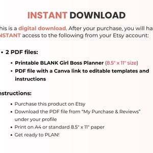 Girl Boss Planner - Productivity Planner for the Female Entrepreneur - Etsy