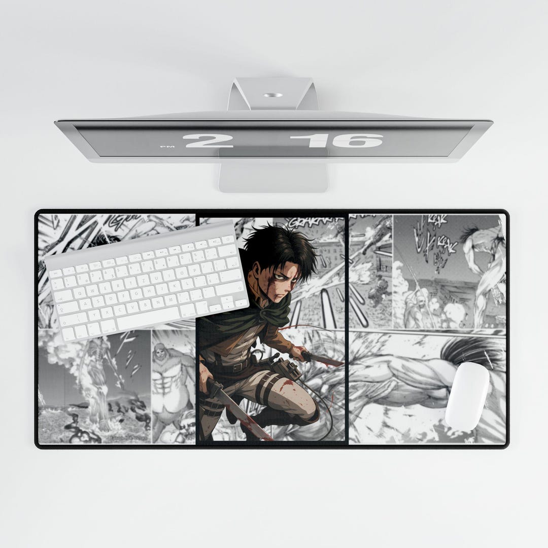 Captain Levi Desk Mat Black Mouse Pad Attack on Titan Anime Desk Mat ...