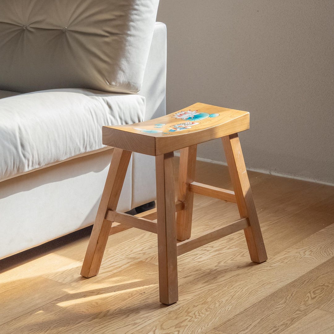 Antique Bathroom Bench Stool, Handcrafted Rustic Elm Stool, Vintage ...