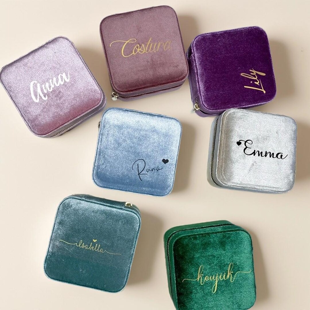 Personalized Velvet Jewelry Box, Custom Ring Box, Bridesmaid Gift ...
