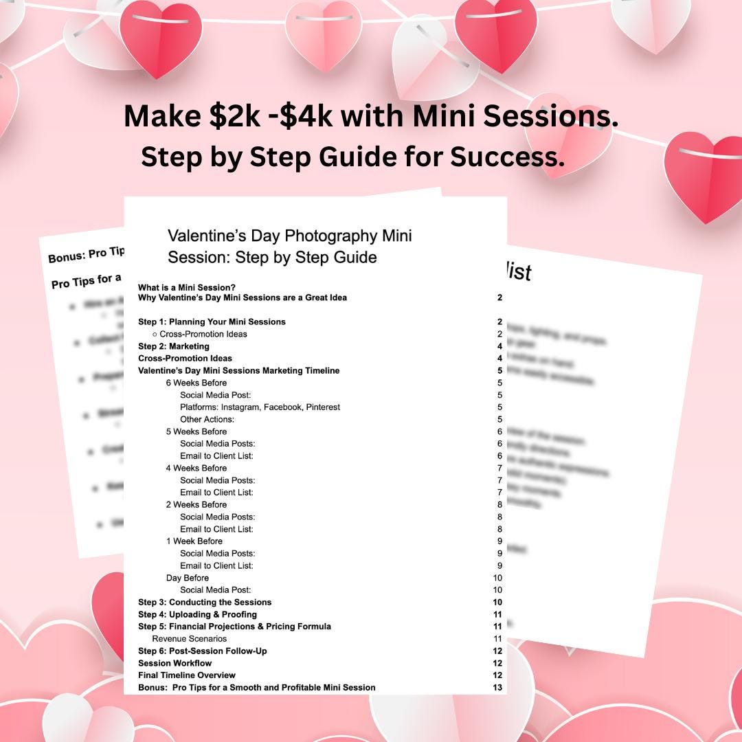 Photography Mini Session Guide - Valentine's Day. Step by Step for ...