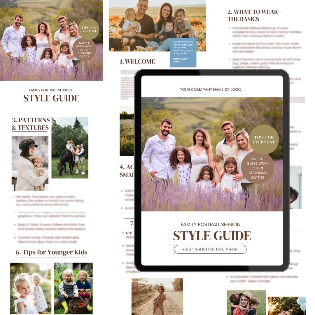 Photography Style Guide Template Canva - What to Wear Guide - Digital ...