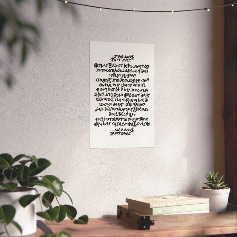 White Lord's Prayer Ambigram Poster - Etsy
