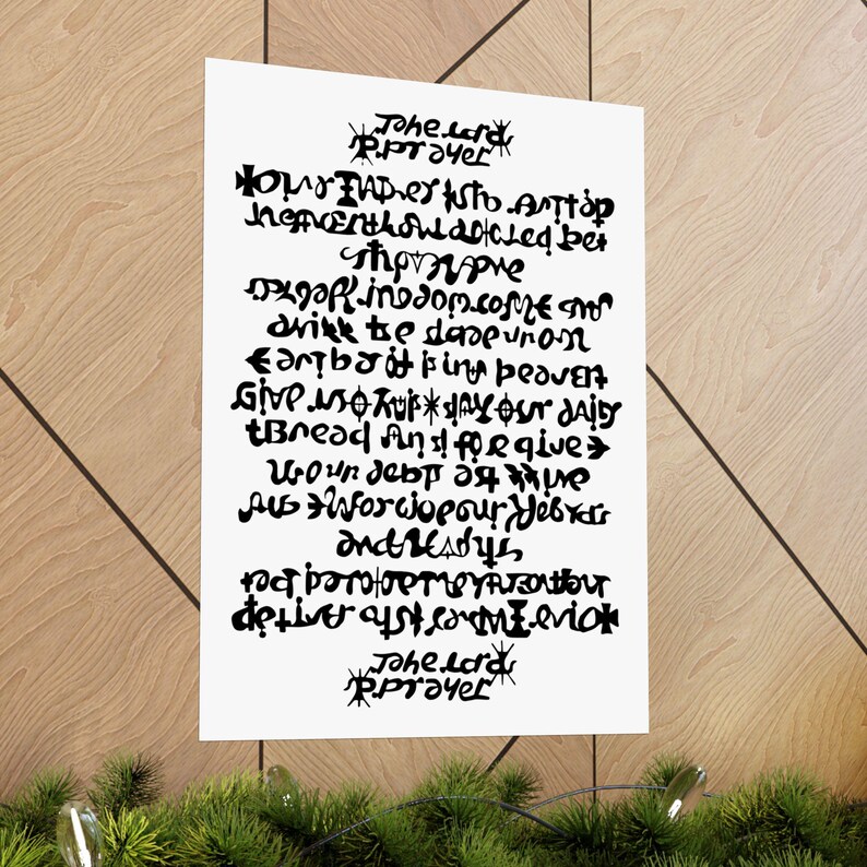 White Lord's Prayer Ambigram Poster - Etsy