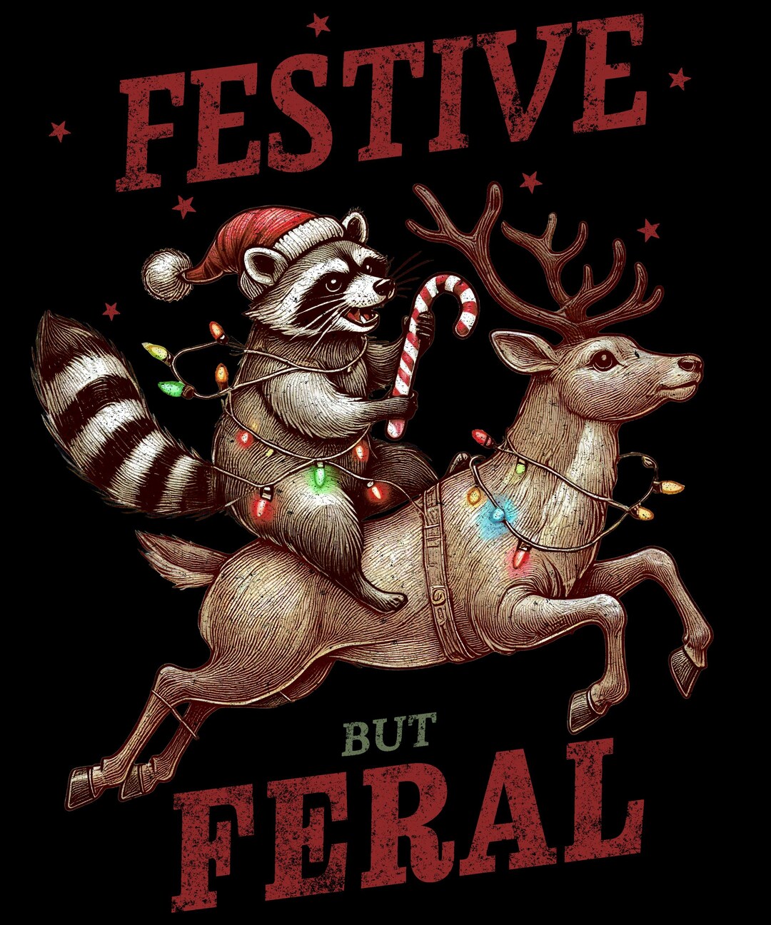 Festive but Feral Direct to Film Transfer - Christmas Direct to Film ...