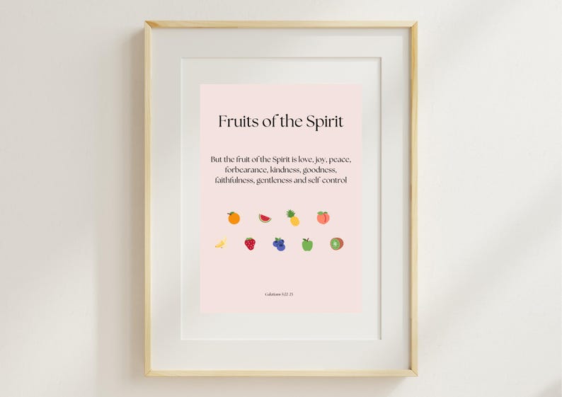Fruits of the Spirit, Kids Bible Art, Christian Wall Art, Kids Room ...