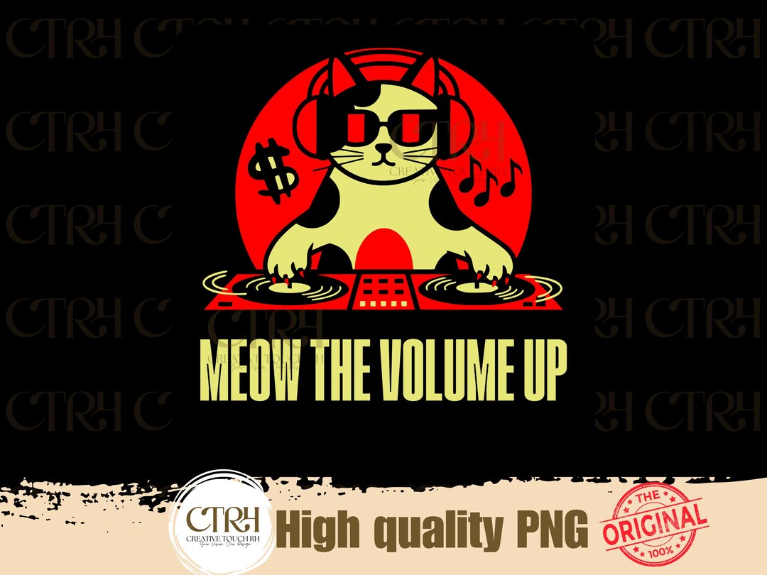DJ Cat Png – Meow the Volume up | Music Cat Design | Funny DJ Animal ...