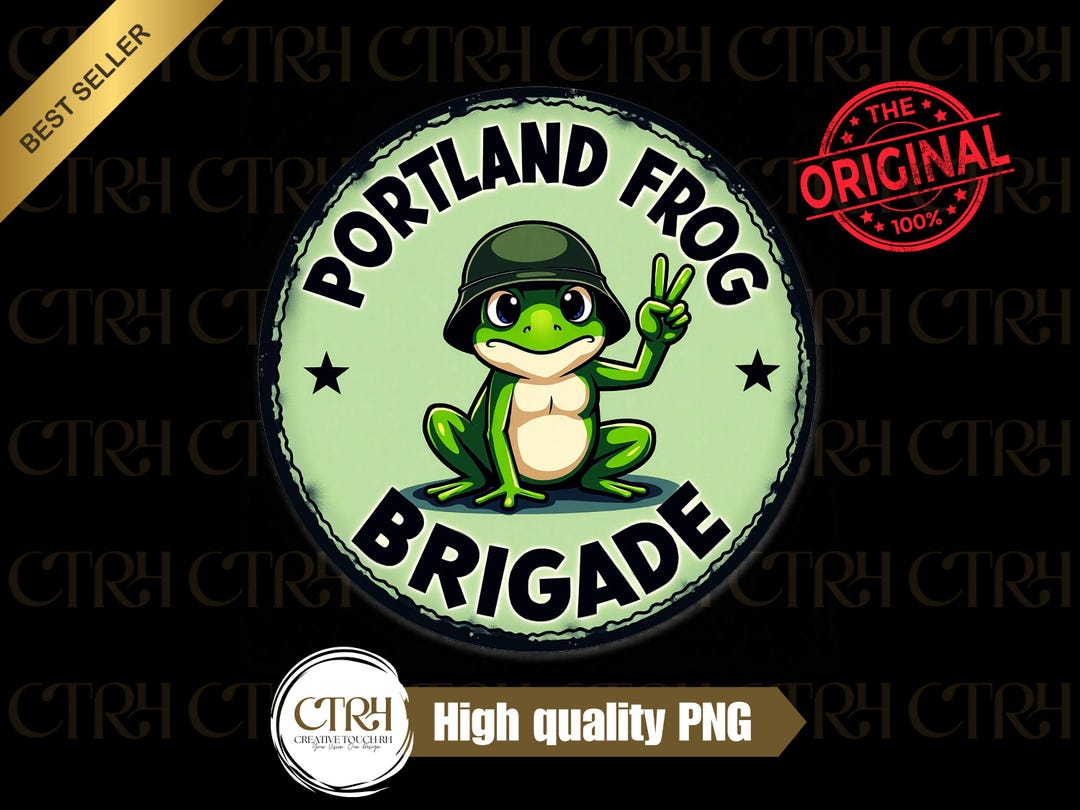 Portland Frog Brigade PNG | Cute Frog Military Helmet Peace Sign ...