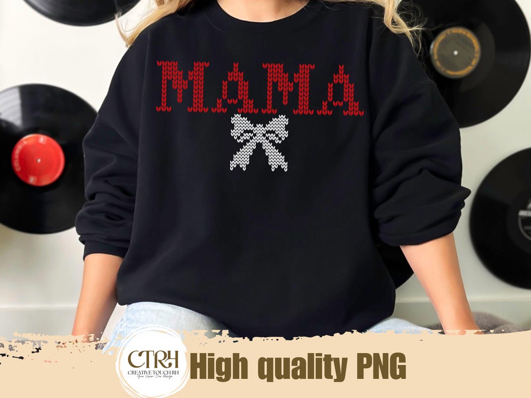 Knitted "mama" PNG Design With Bow | Digital Download for T-shirts ...