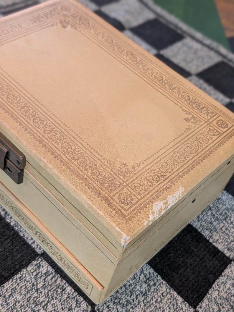 Vintage 1950s Jewelry Box W/ Multiple Drawers MCM White / Cream Blue ...