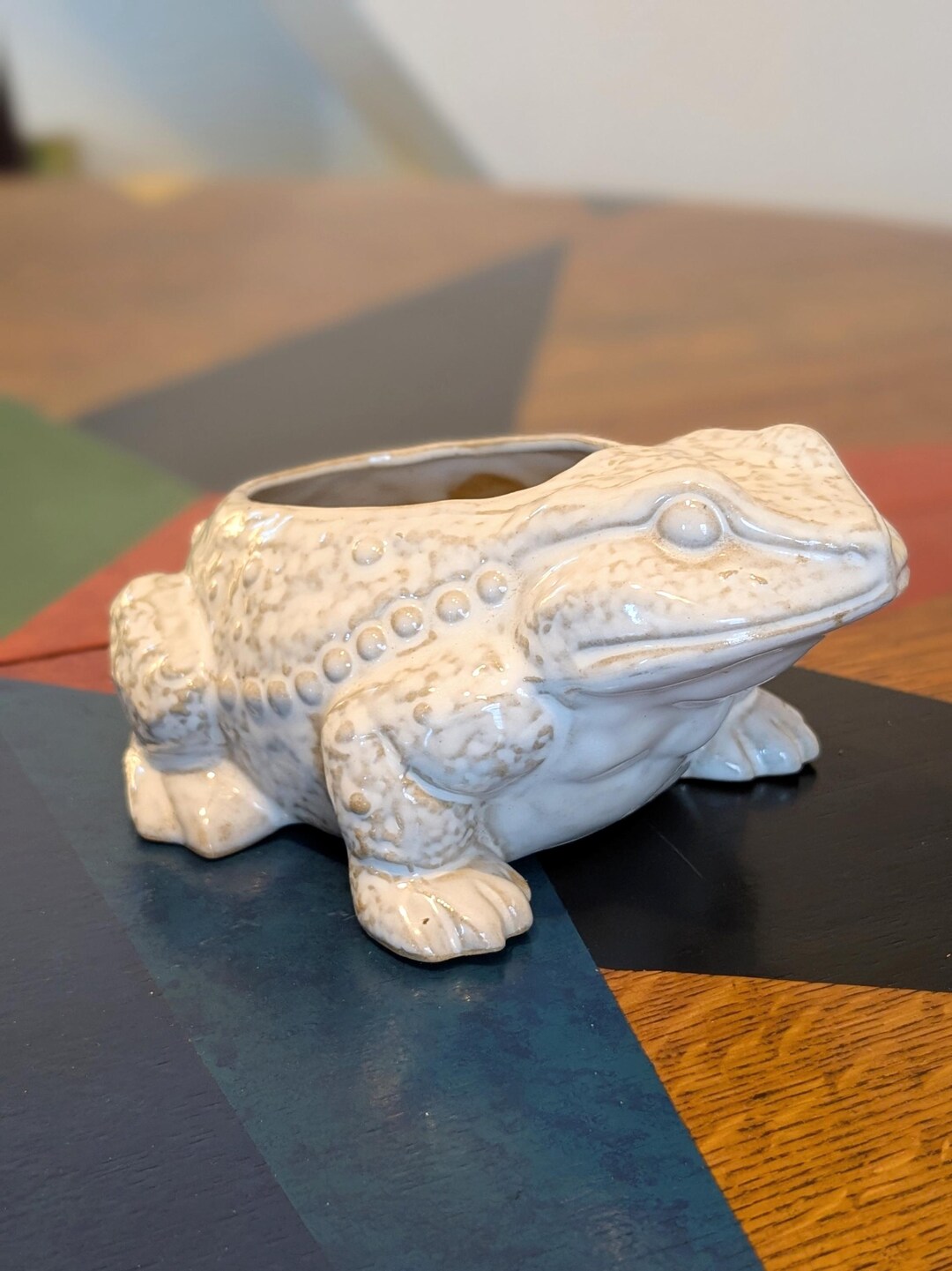 Vintage Frog Amphibian Planter Ceramic Pot for Indoor Plants, White and ...